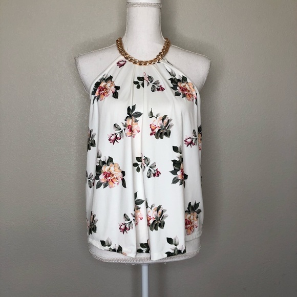 Tops | Floral Chain Halter Top | Poshmark